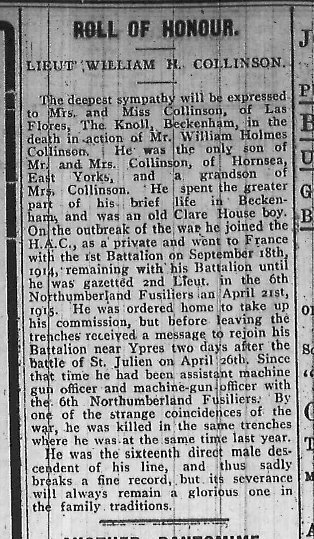 COLLINSON WILLIAM HOLMES – Beckenham History